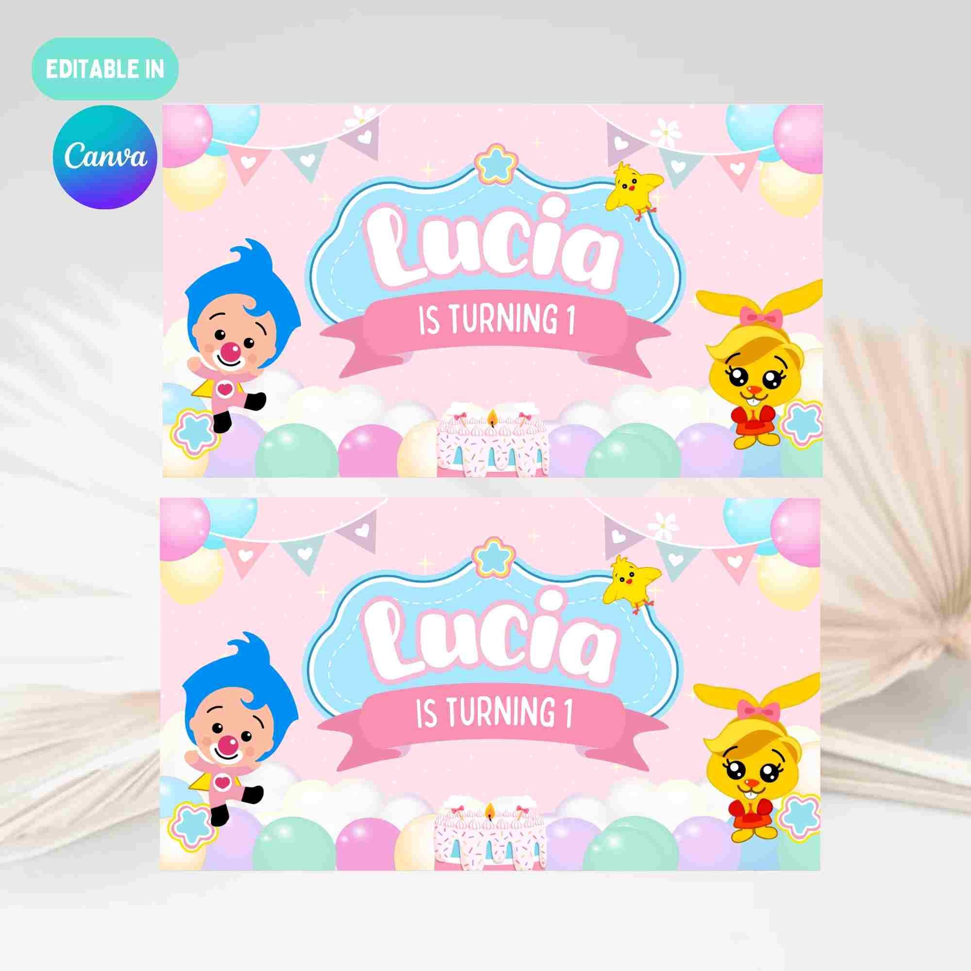 Plim Plim Rosa Decoration, Plim Plim Birthday, Plim Plim Rosa Gable Box ...