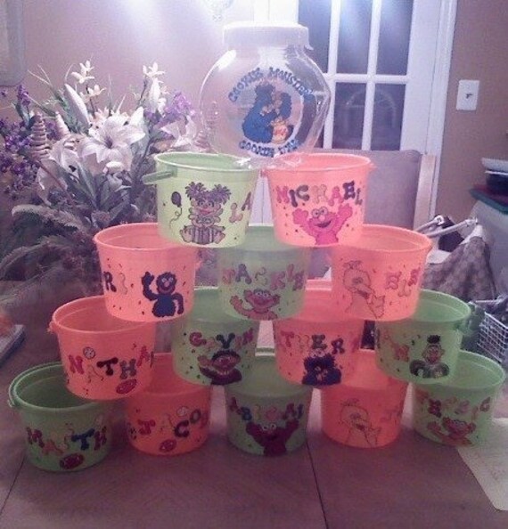 Items similar to PERSONALIZED SESAME STREET KIDDIE BUCKETS on Etsy