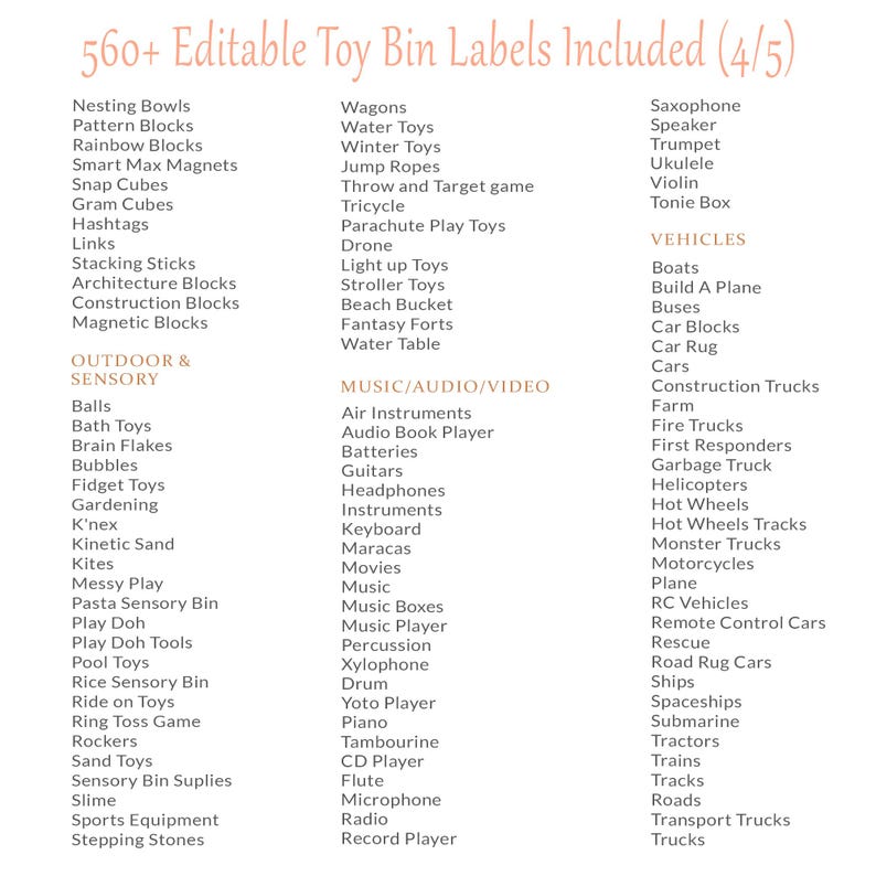 Toy Bin Labels Playroom Label Trofast Toy Storage Box Organization Kids ...