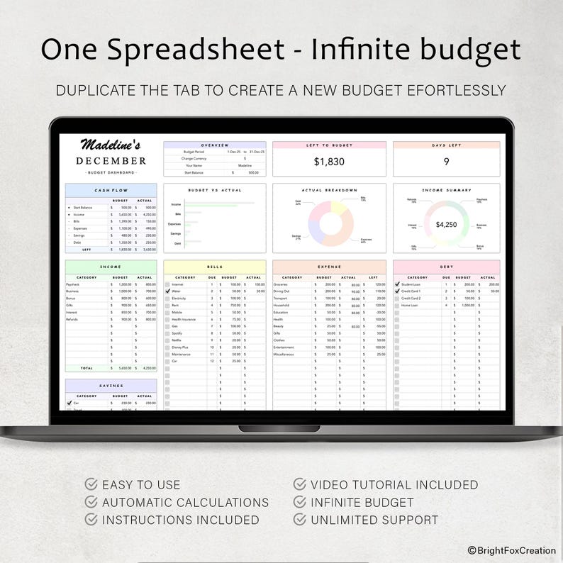 Apple Numbers Budget Planner Budget Spreadsheet for Mac iPhone iPad ...
