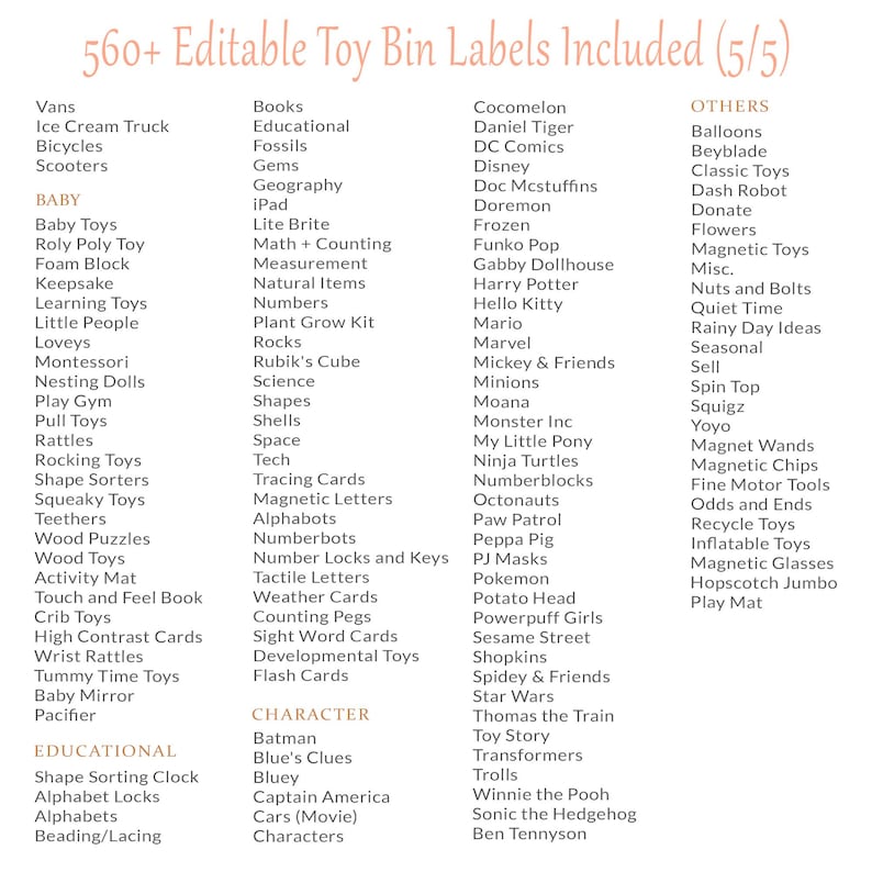 Toy Bin Labels Playroom Label Trofast Toy Storage Box Organization Kids ...