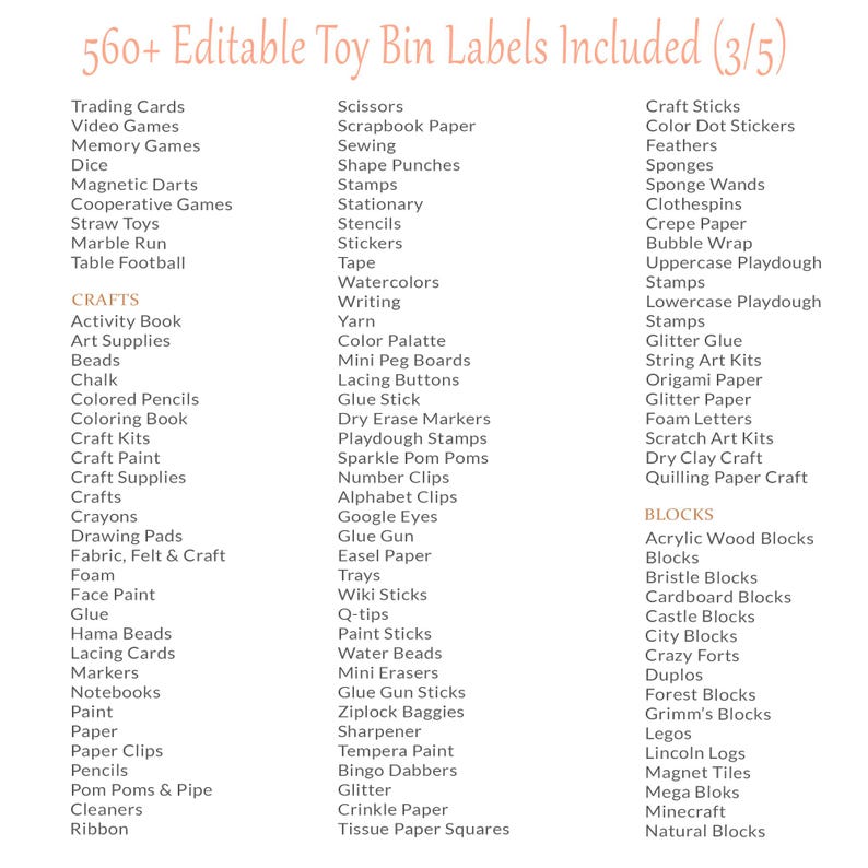 Toy Bin Labels Playroom Label Trofast Toy Storage Box Organization Kids ...