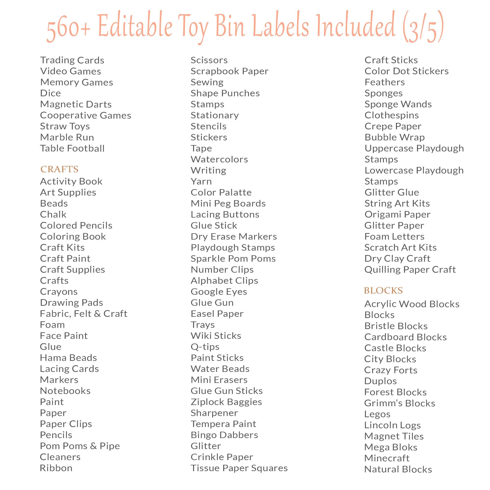 Toy Bin Labels Playroom Label Trofast Toy Storage Box Organization Kids ...