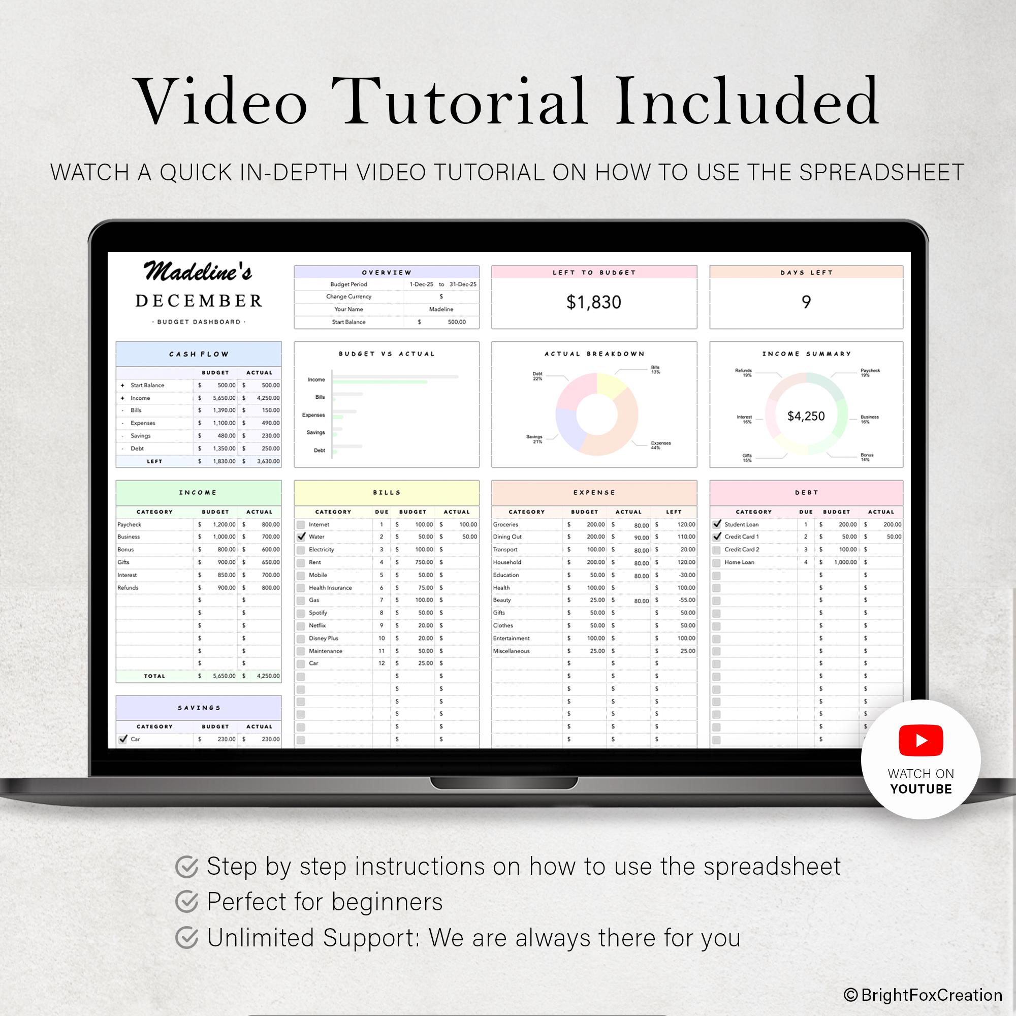 Apple Numbers Budget Planner Budget Spreadsheet for Mac iPhone iPad ...