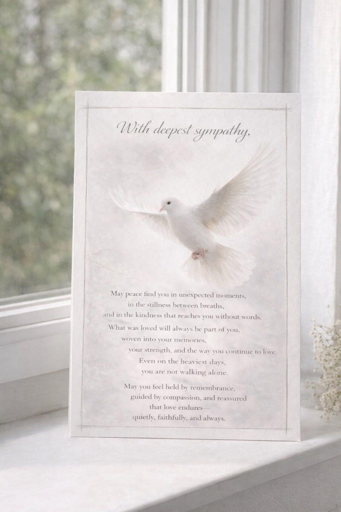 Digital Sympathy Card, Condolence Card, White Dove Memorial and ...