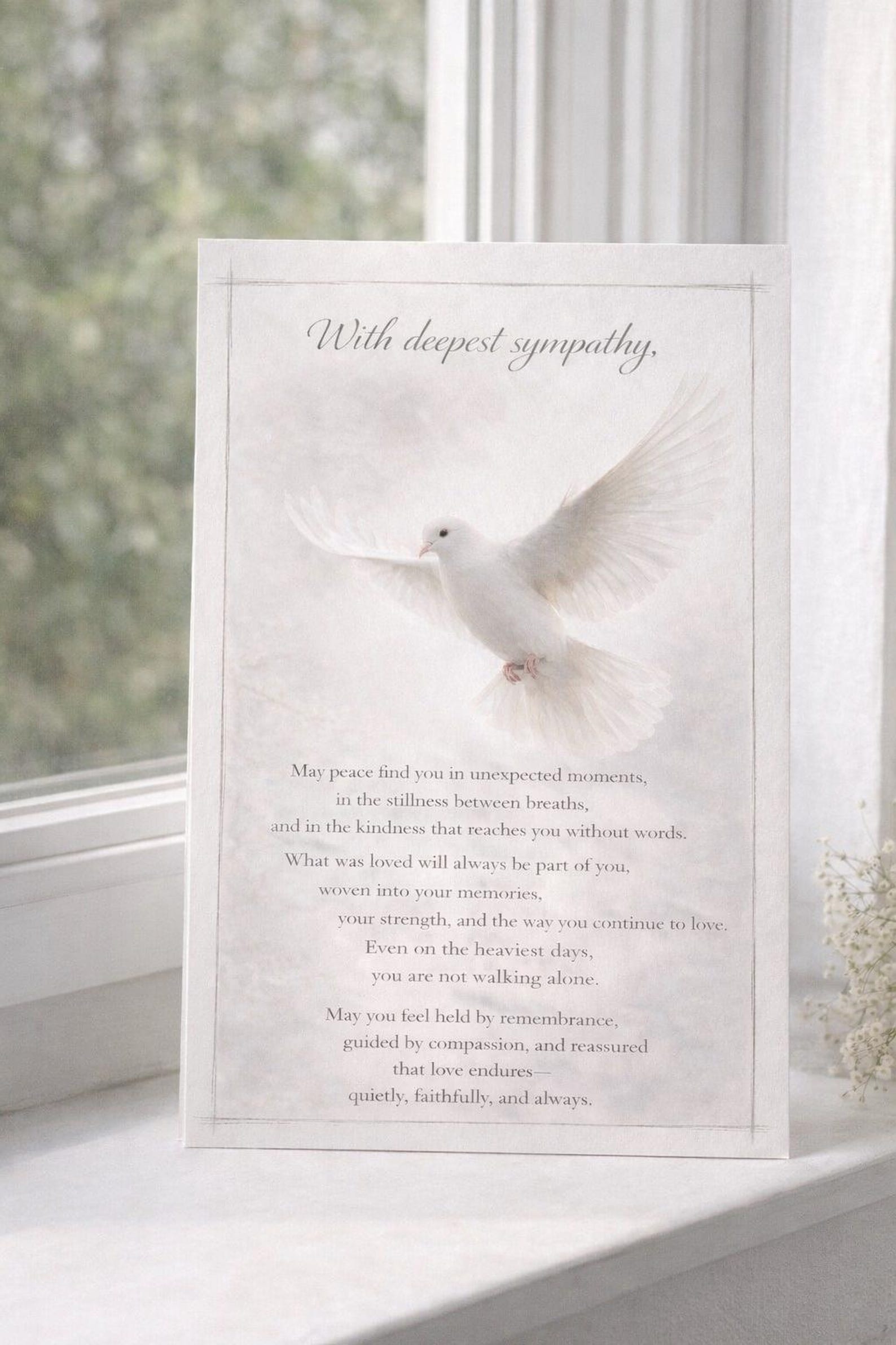 Digital Sympathy Card, Condolence Card, White Dove Memorial and ...