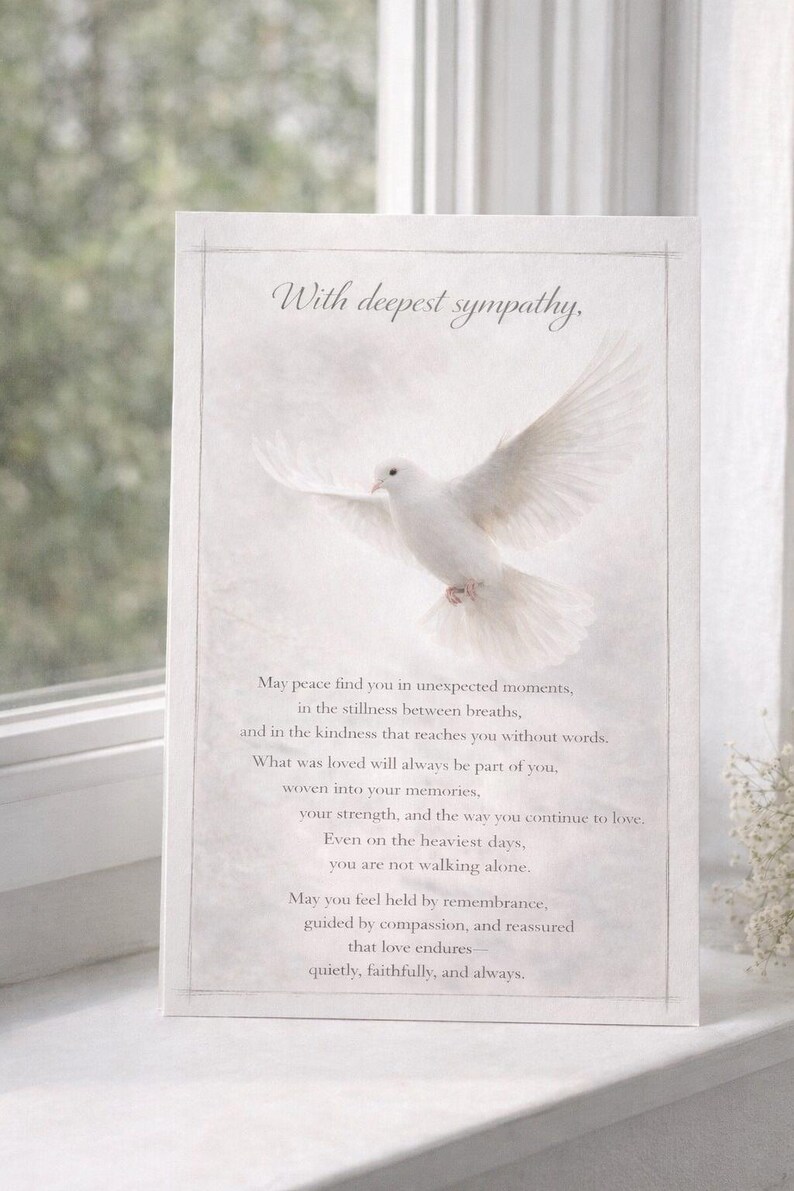 Digital Sympathy Card, Condolence Card, White Dove Memorial and ...