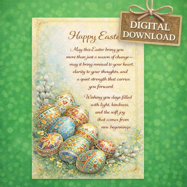 Happy Easter Digital Card, Printable - Etsy