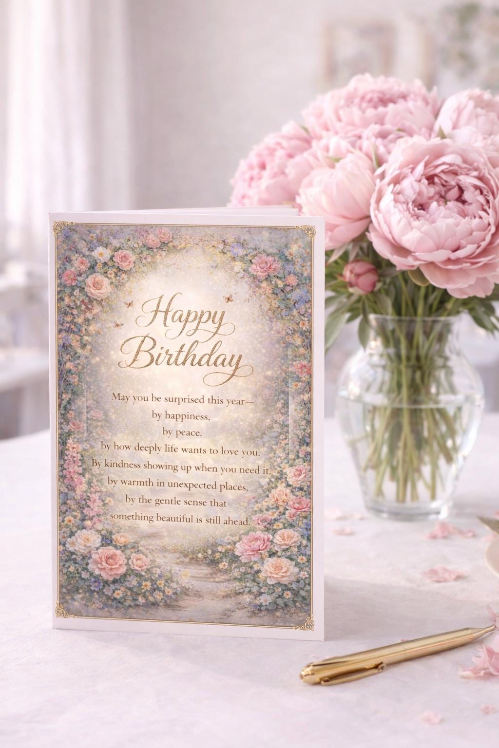 Happy Birthday – Elegant Floral Birthday Card With Gentle Message ...