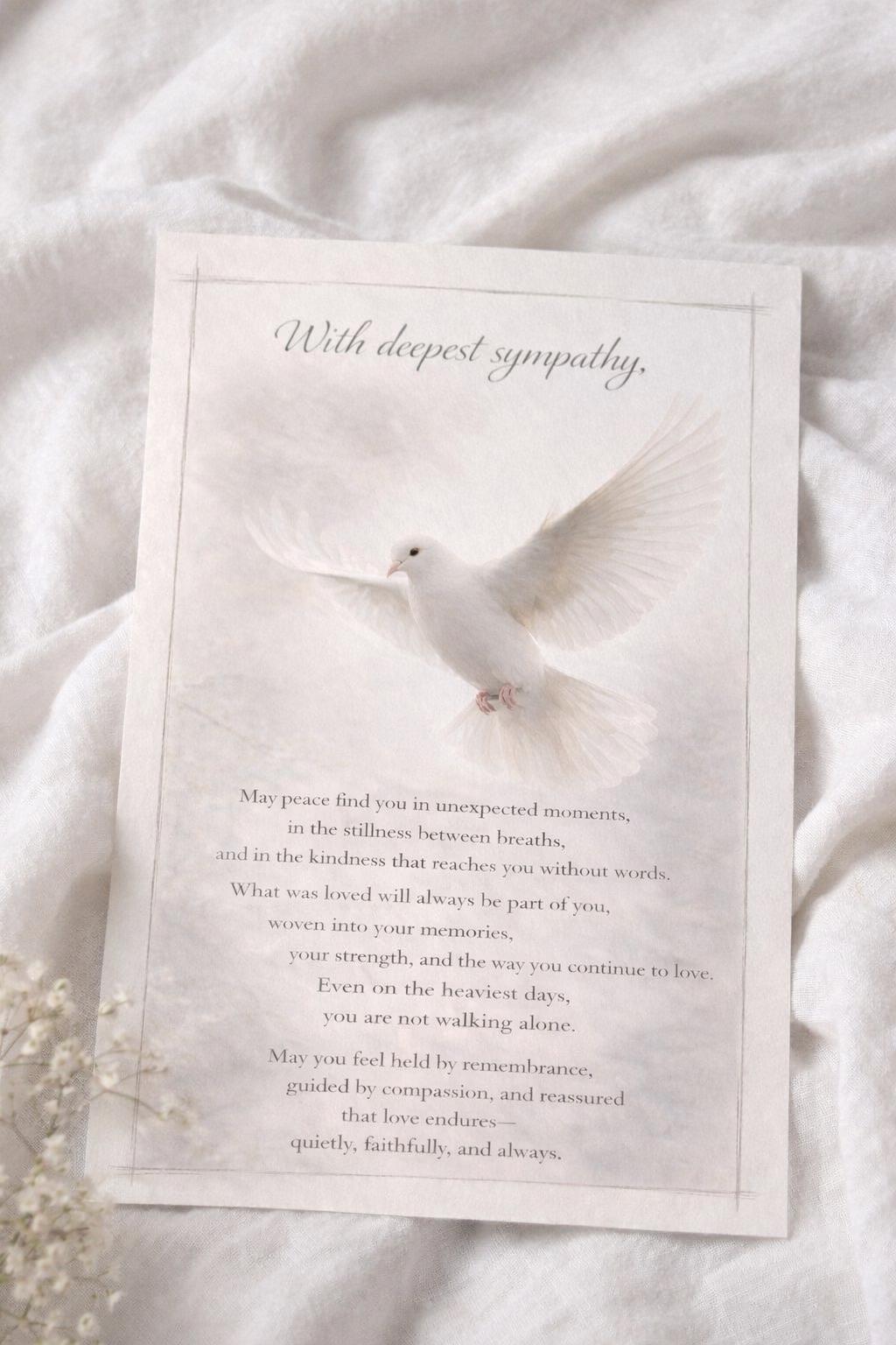 Digital Sympathy Card, Condolence Card, White Dove Memorial and ...