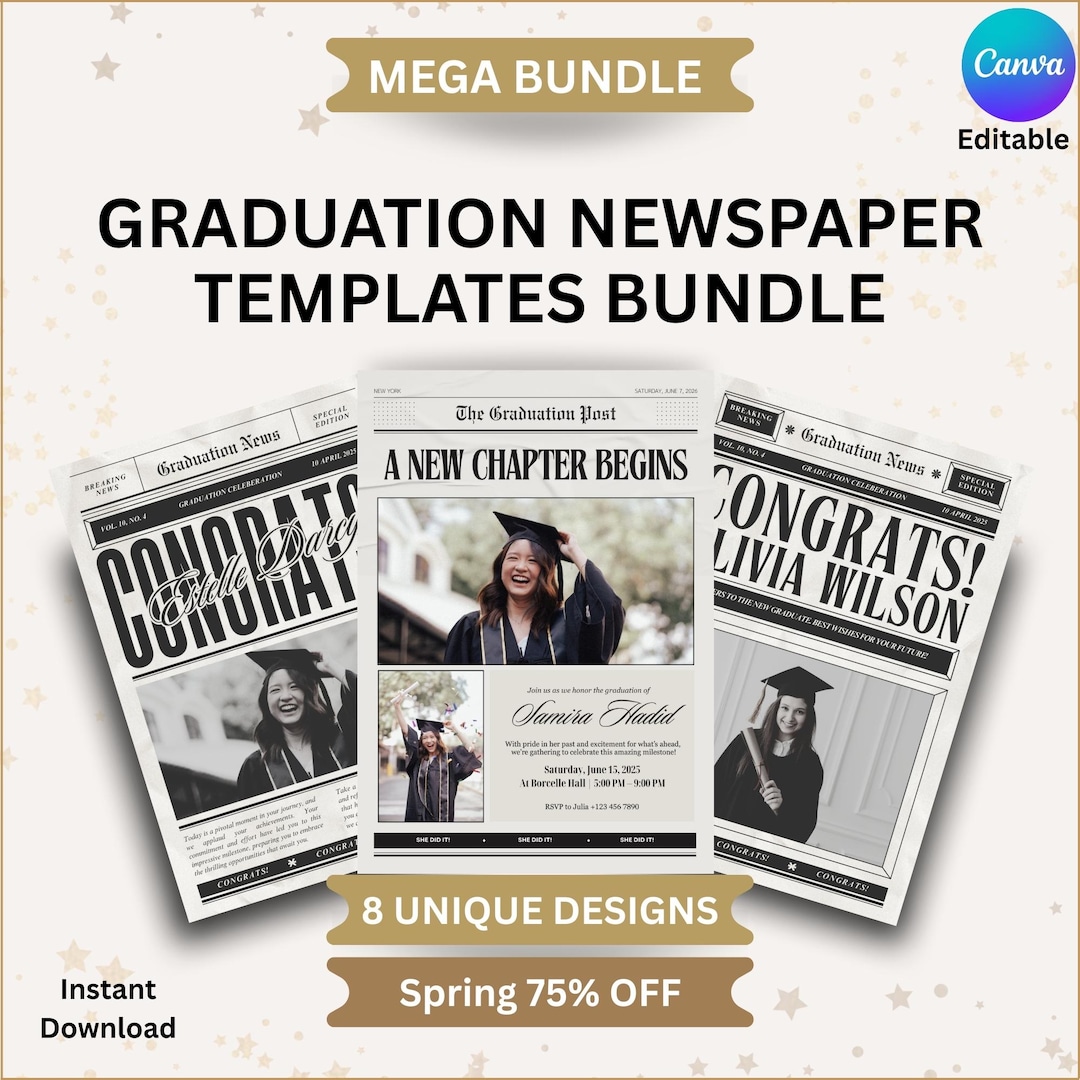 Editable Graduation Newspaper Template 2025 Editable Canva Senior Grad ...