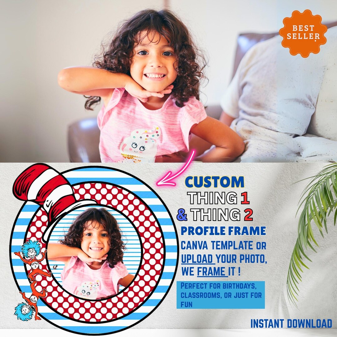 Thing 1 Thing 2 Svg Frame for Profiles, Shirts, Pillows, Dr Seuss Thing ...