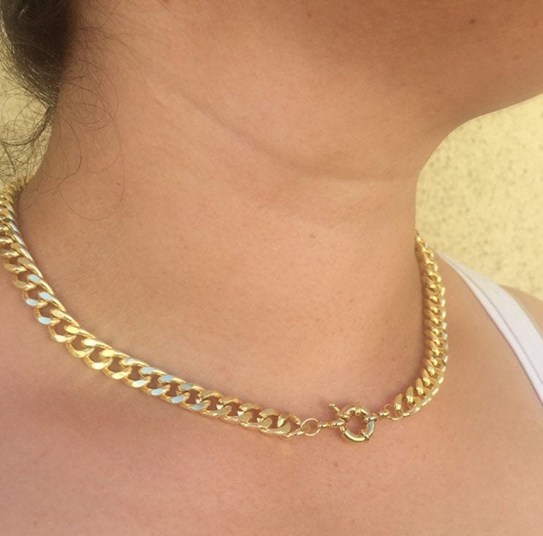 Gold Chain Necklace Gold Choker Gold Toggle Necklace - Etsy