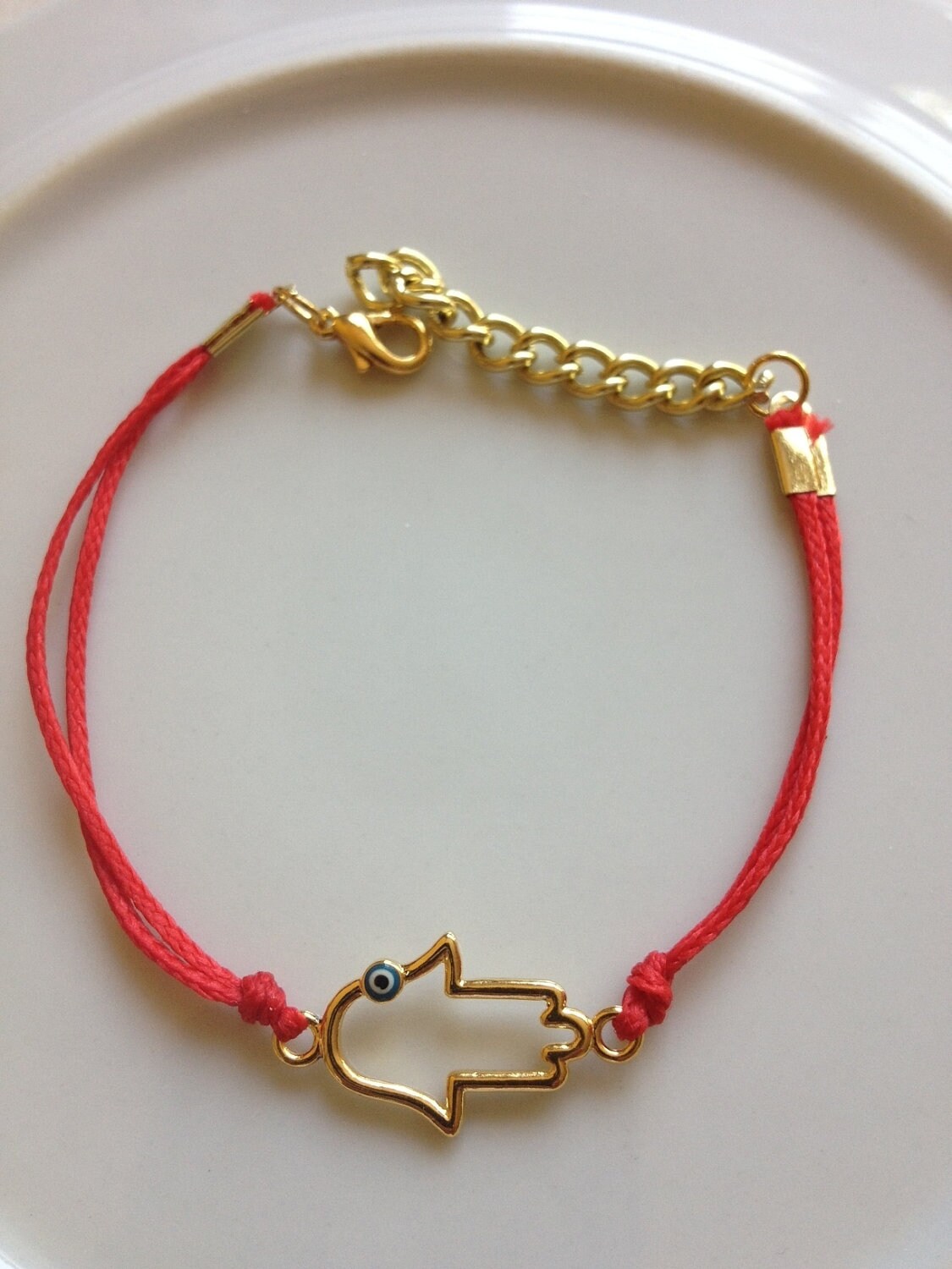Red String Hamsa Bracelet, Tiny Gold Hamsa Bracelet, Evil Eye Hamsa ...