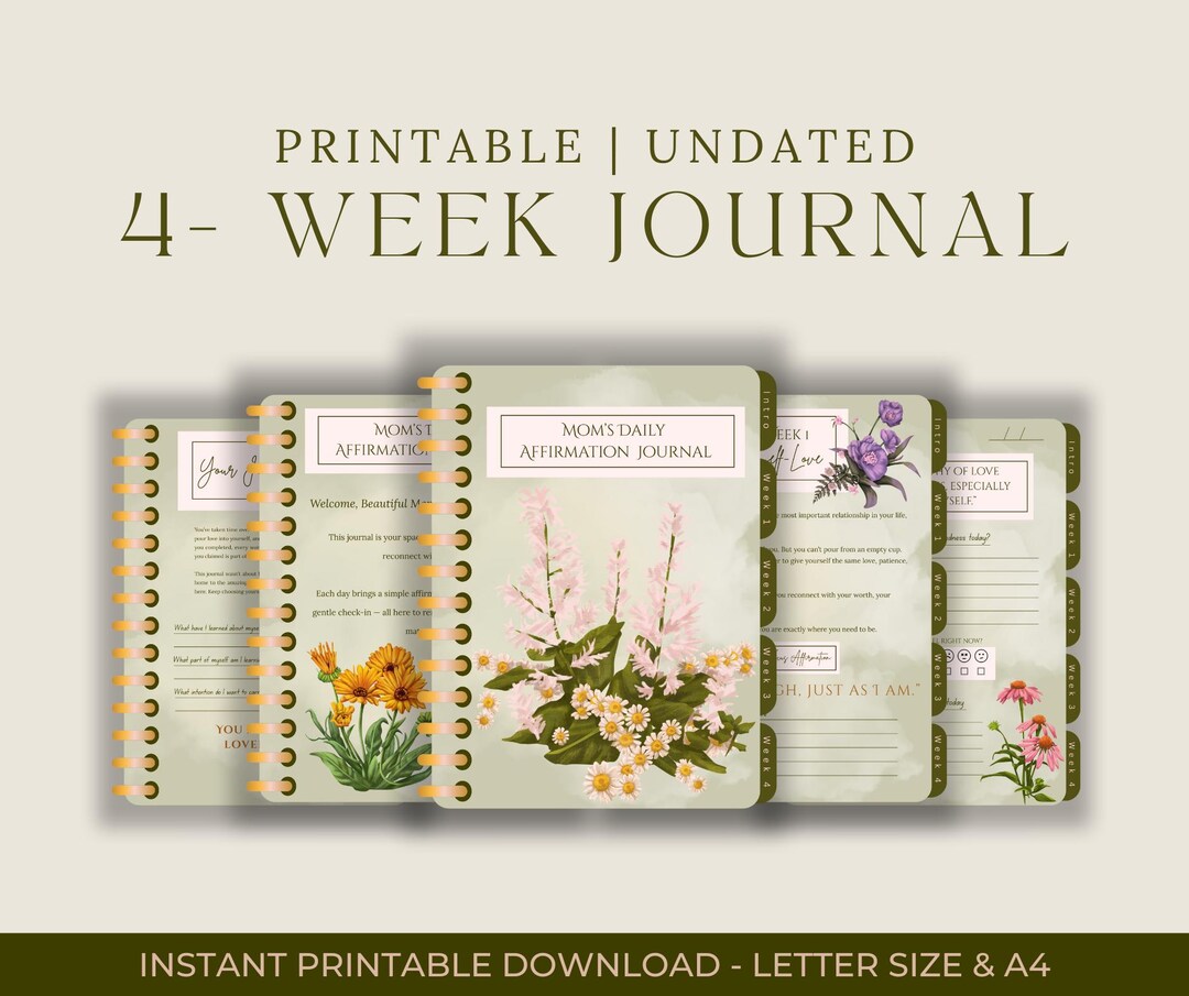 Printable Mother’s Day Journal for Moms – 4-week Self-love & Reflection ...