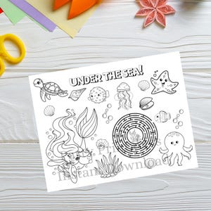 Under the Sea Mermaid Birthday Party Activity Sheet DIY Party Favors ...