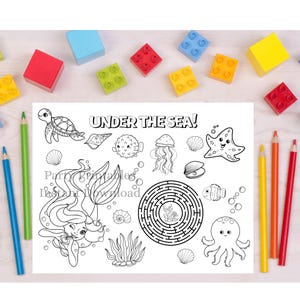 Under the Sea Mermaid Birthday Party Activity Sheet DIY Party Favors ...