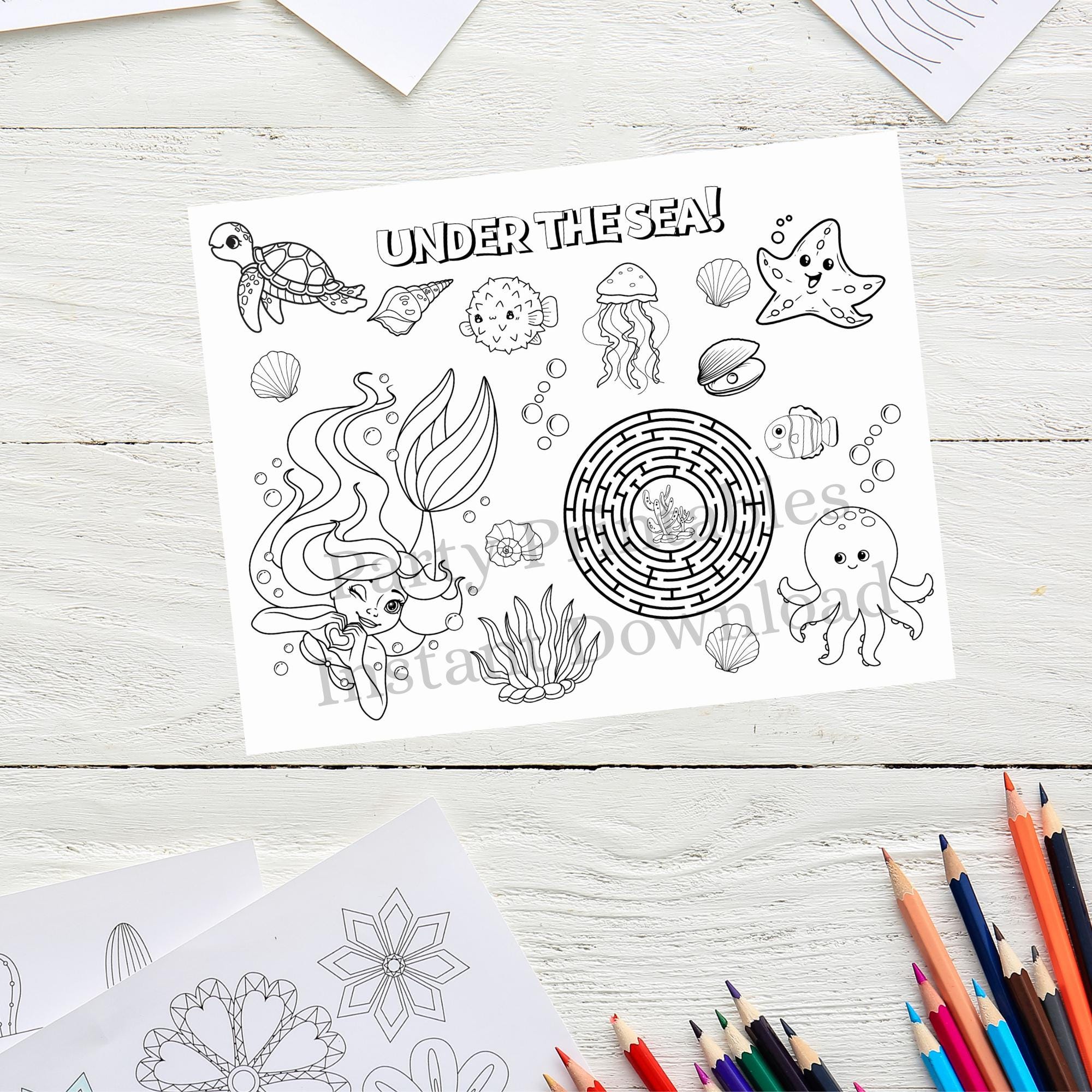 Under the Sea Mermaid Birthday Party Activity Sheet DIY Party Favors ...