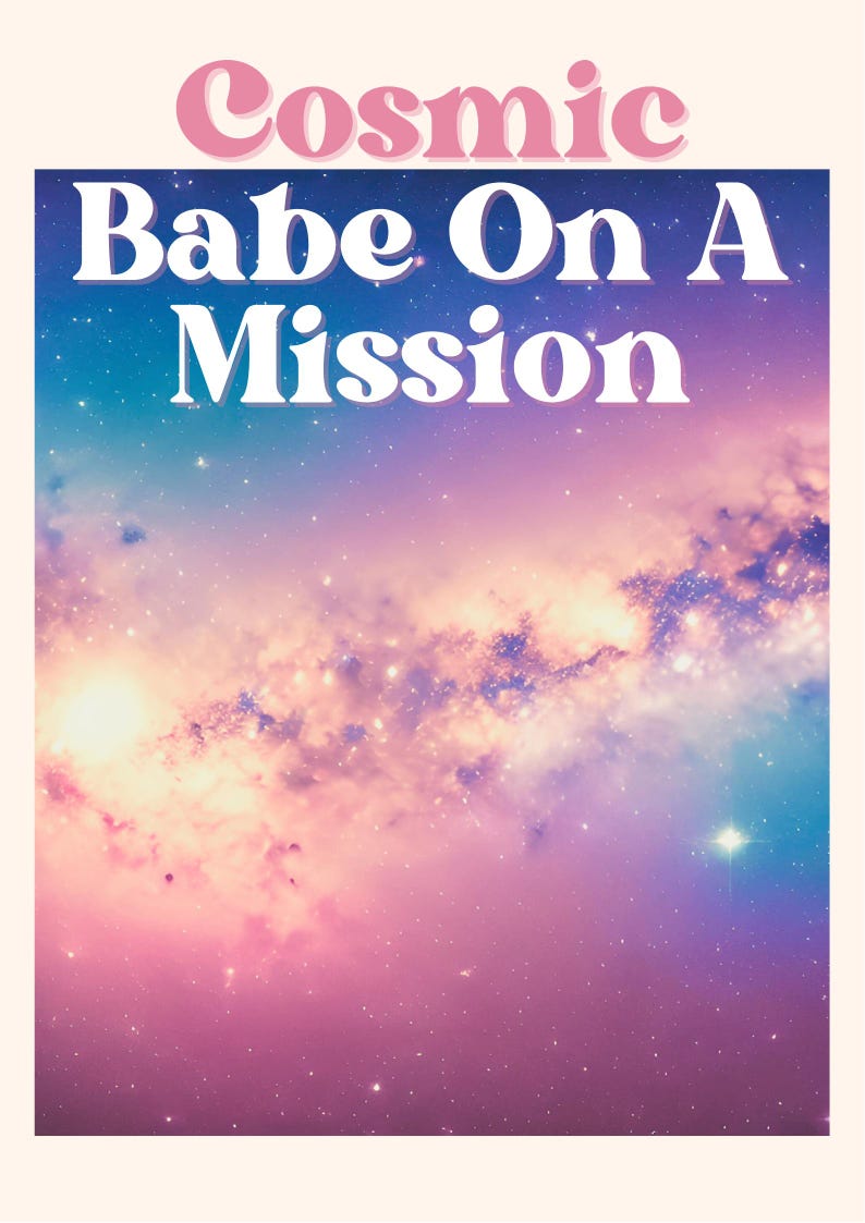 Cosmic Babe on A Mission – Celestial Wall Art | Printable Retro Poster for Bedroom or Office ...