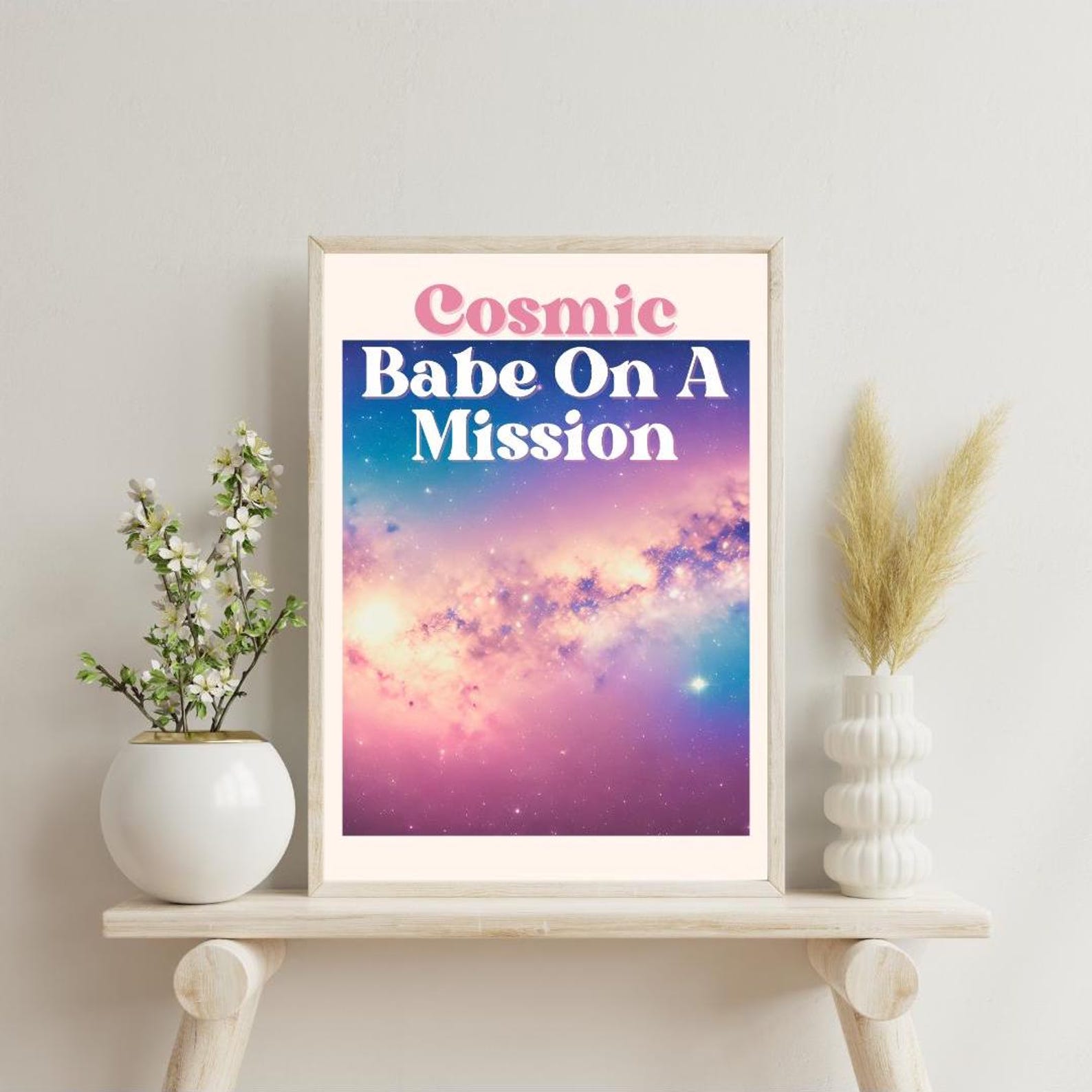 Cosmic Babe on A Mission – Celestial Wall Art | Printable Retro Poster ...