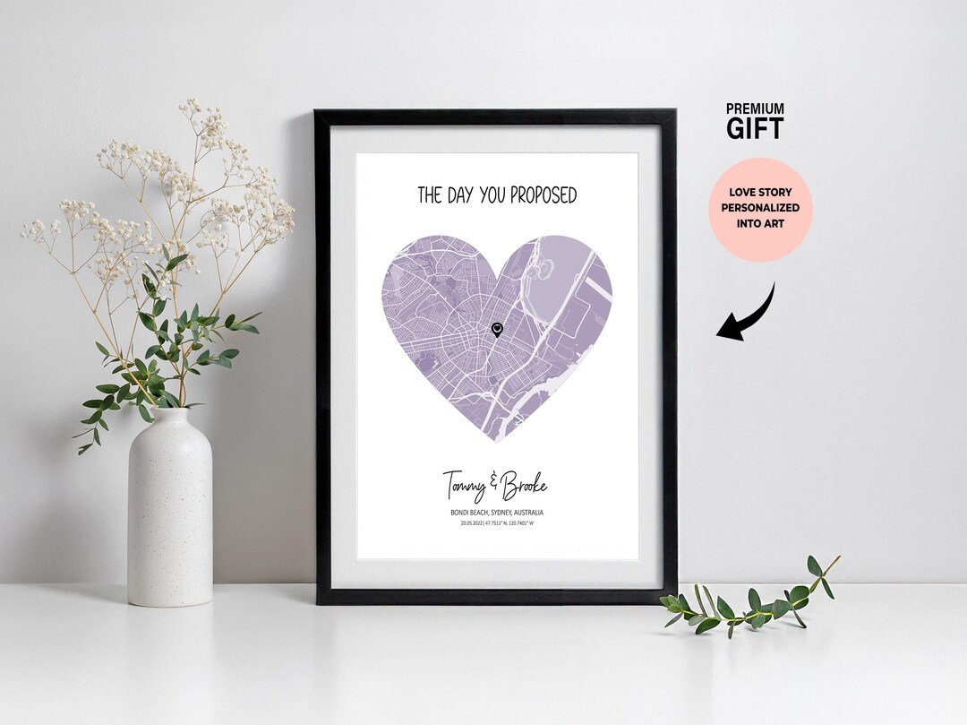 Memorable Place Map Art Gift | Special Milestone Keepsake | Heart or ...