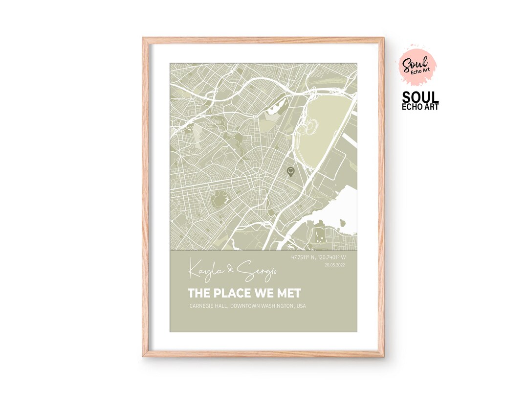 Couple Special Location Map Art Gift; Personalized Wedding Gift; Map of ...