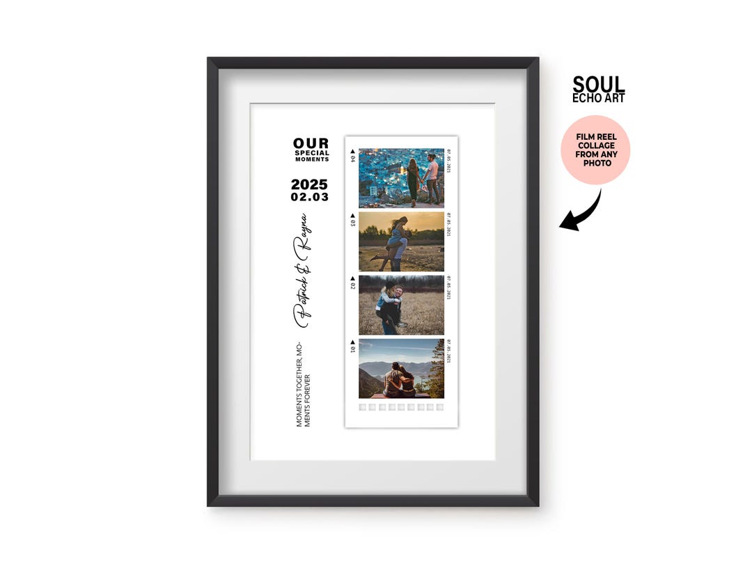 Personalized Film Reel Photo Collage Gift; Minimalist Photo Strip Wall ...