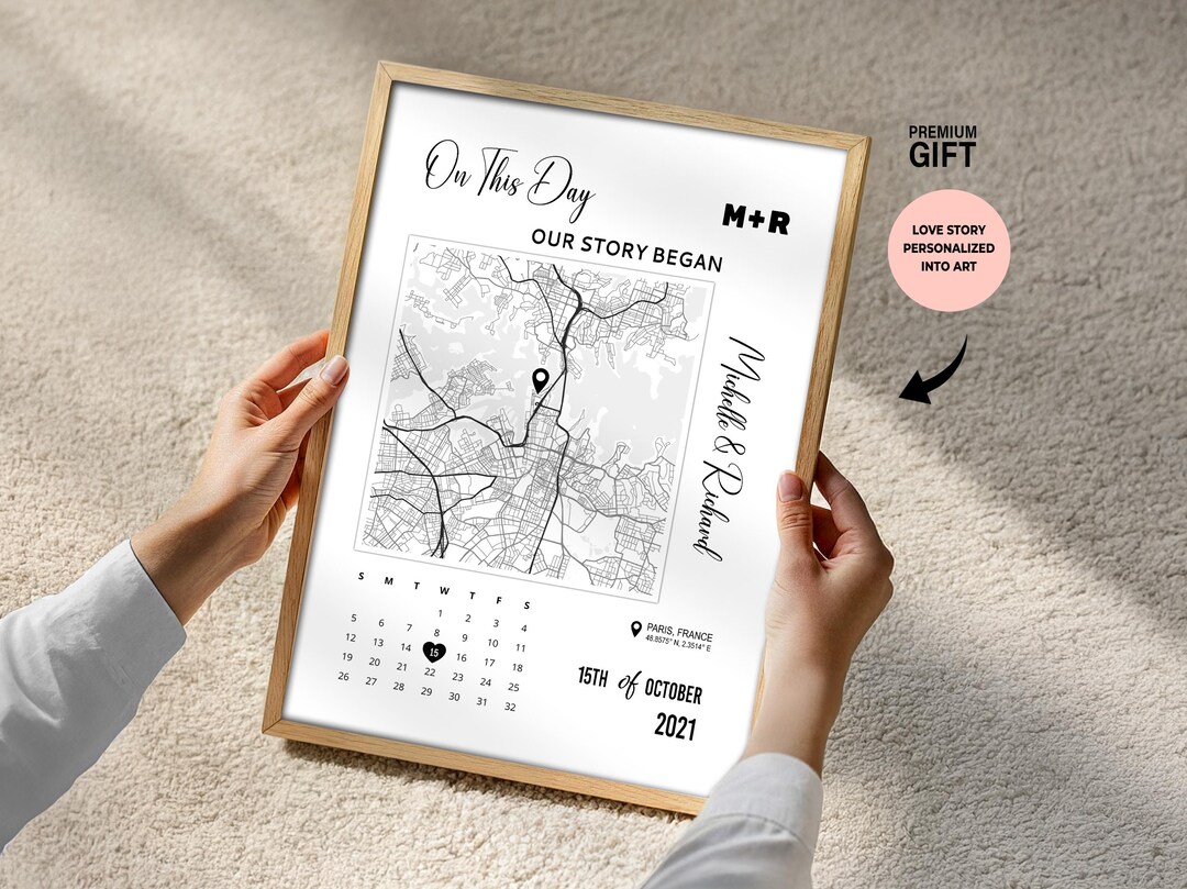 Romantic Place Map Art - Milestone Photo or Star Map Collage With Date ...