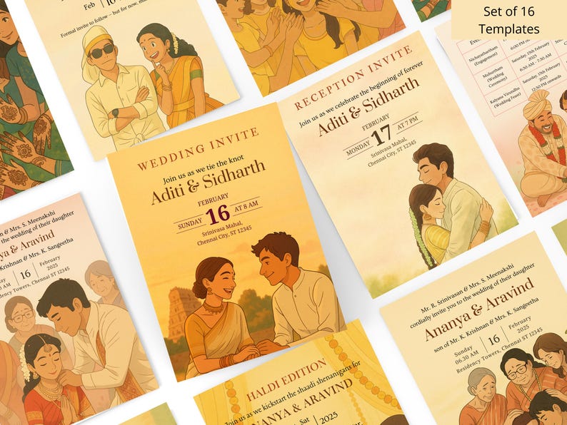 Indian Wedding Invitation | Editable Canva Template | Hindu Wedding ...