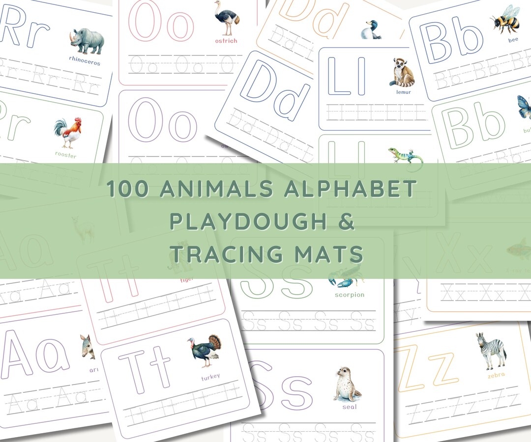Animal Alphabet Play Dough Mat for Toddlers: Handwriting Practice ...