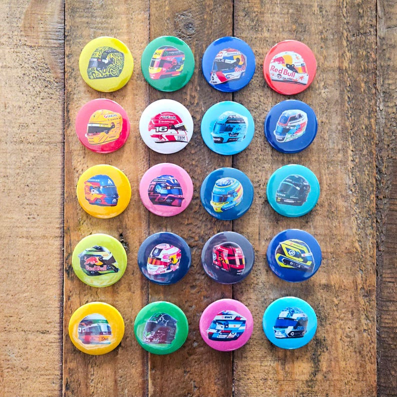 F1 Driver Helmet Pin Badges Buttons Formula One 2025 Grid Christmas ...
