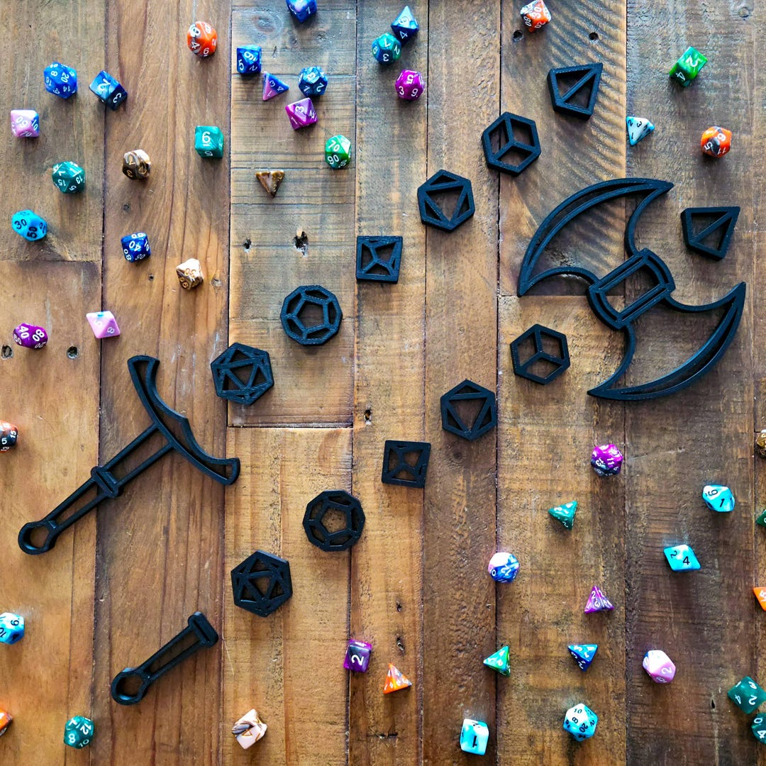 Fantasy Weapon Dice Wall Art Set Dnd Dungeons and Dragons Inspired ...