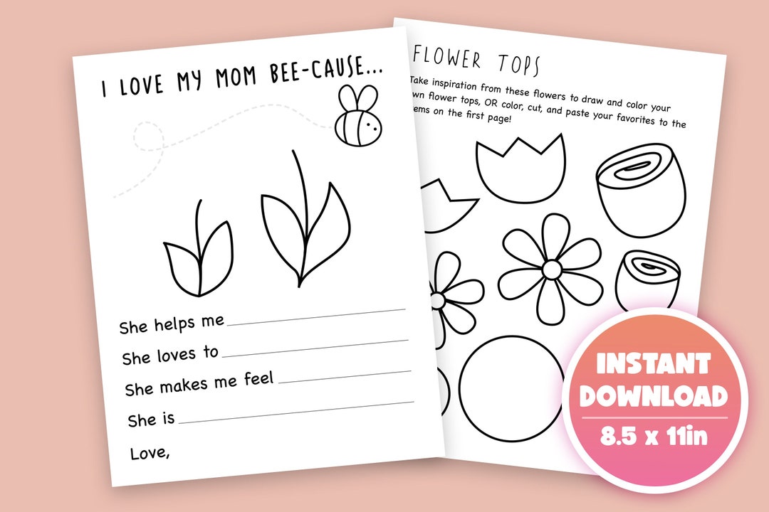 I Love My Mom Bee-cause Printable - Mother's Day Gift - Instant ...