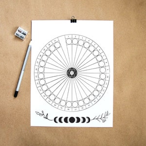 Moon Phase Monthly Tracker Printable, Lunar Phenology Wheel, Printables ...