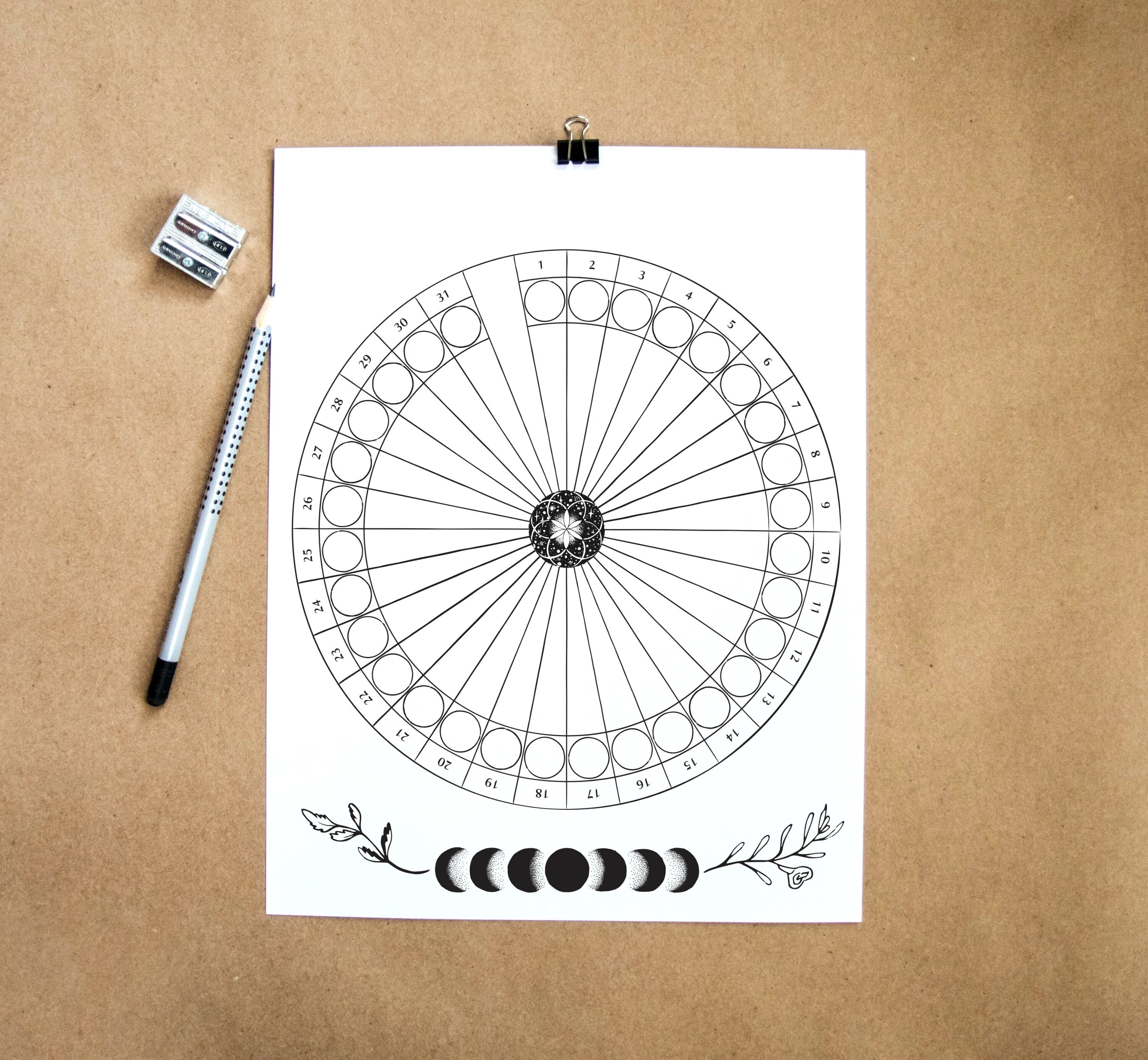 Moon Phase Monthly Tracker Printable, Lunar Phenology Wheel, Printables ...