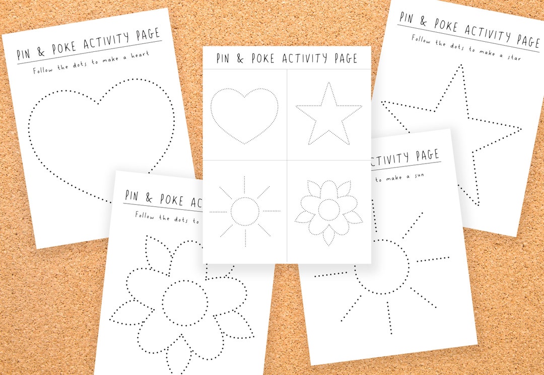 Pin Poke Printable 5 Pages - Montessori Fine Motor Skills Downloadable ...