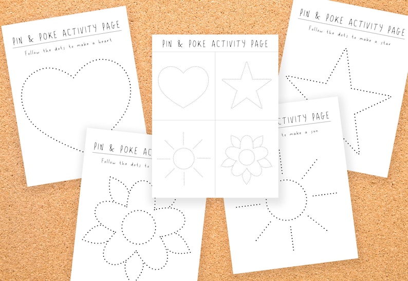 Pin Poke Printable 5 Pages - Montessori Fine Motor Skills Downloadable ...