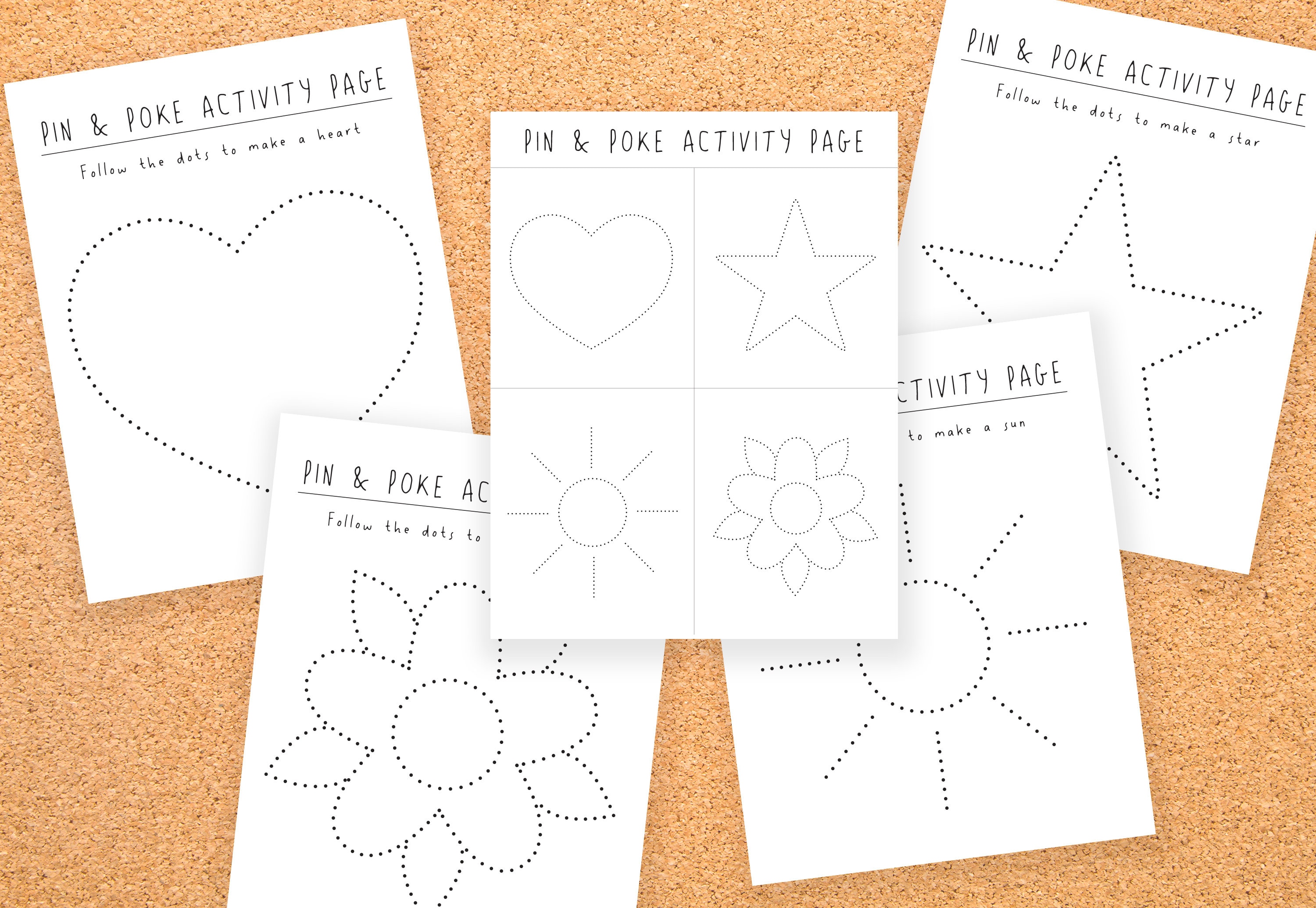 Pin Poke Printable 5 Pages - Montessori Fine Motor Skills Downloadable ...