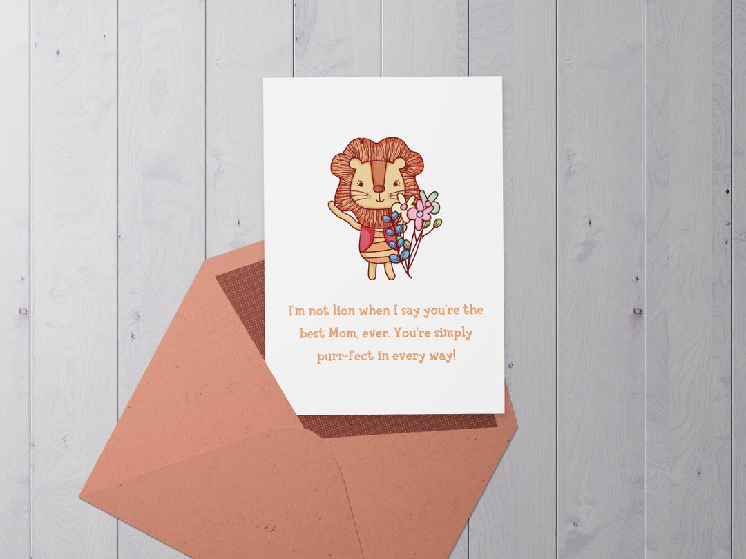 Printable Mother's Day Card - Lion Theme - Sweet Printables Simple ...