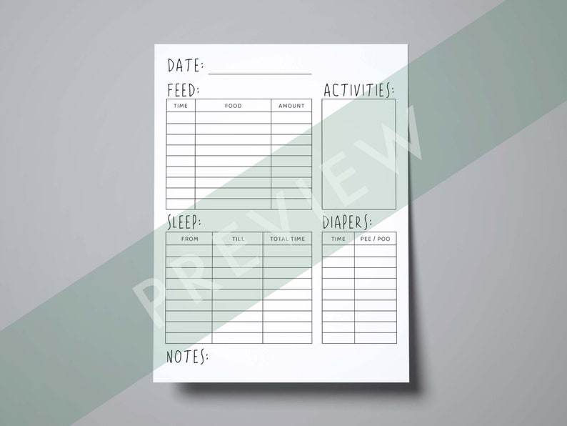 Baby Daily Log Printable Downloadable Infant Newborn Care Report Pdf baby-daily-log-printable-downloadable-infant-newborn-care-report-pdf