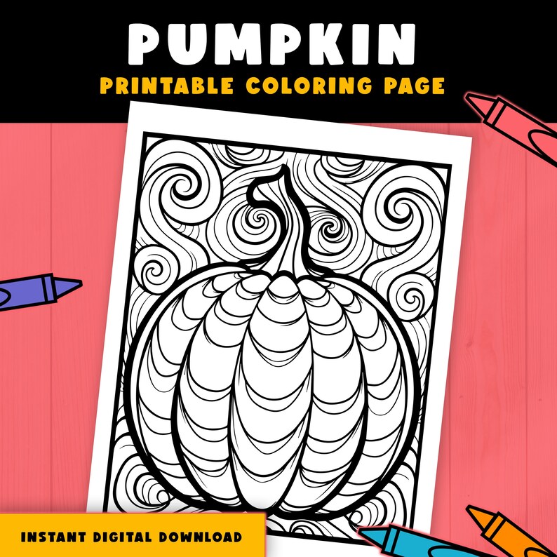 Pumpkin Halloween Coloring Page for Kids and Adults Printable - Etsy UK