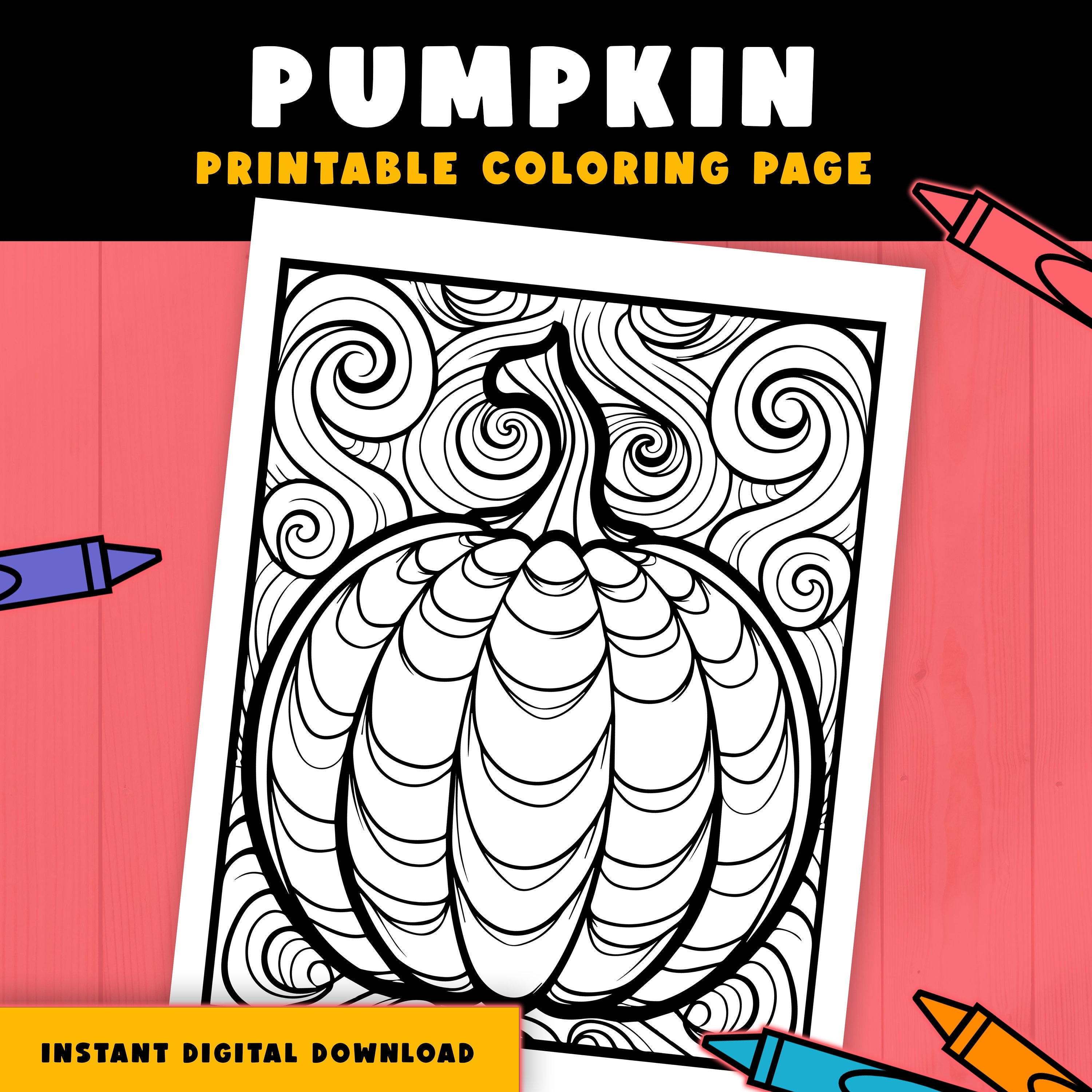 Pumpkin Halloween Coloring Page for Kids and Adults Printable - Etsy