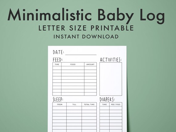 Baby Daily Log Printable Downloadable Infant Newborn Care - Etsy