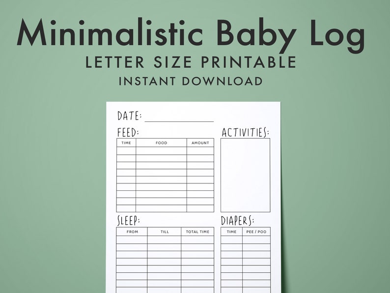 Baby Daily Log Printable - Downloadable, Infant Newborn Care Report Pdf ...