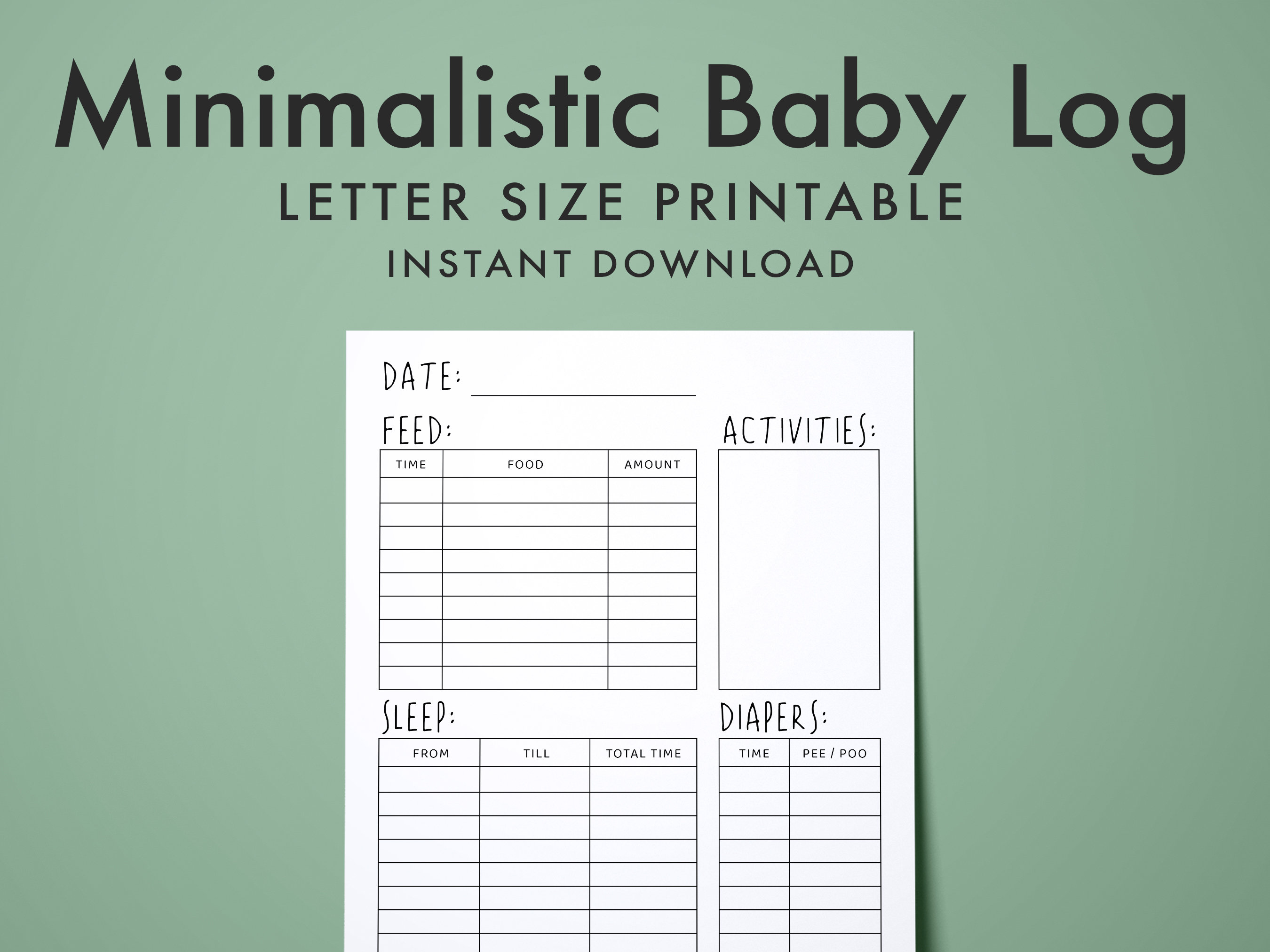 Baby Daily Log Printable - Downloadable, Infant Newborn Care Report Pdf ...