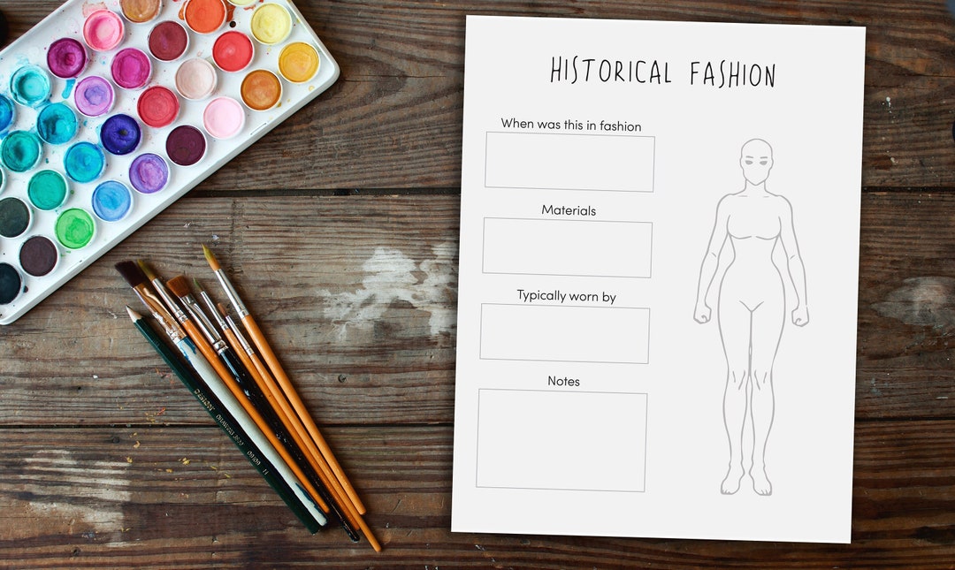 Historical Fashion Printable Worksheet - History Study Through Fashion ...
