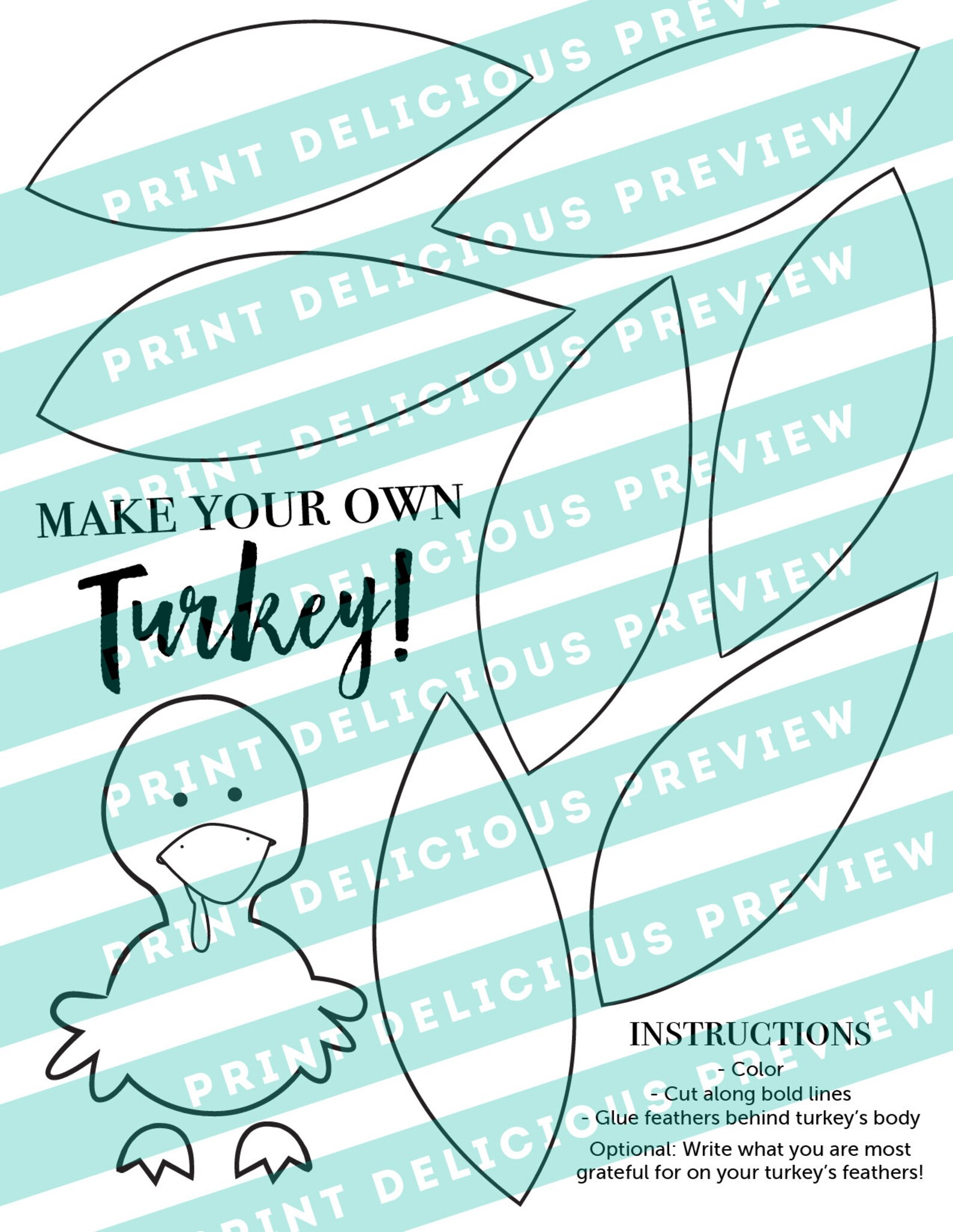 Create Your Own Turkey Printable - Activity, Toddler, Kids, Preschool ...