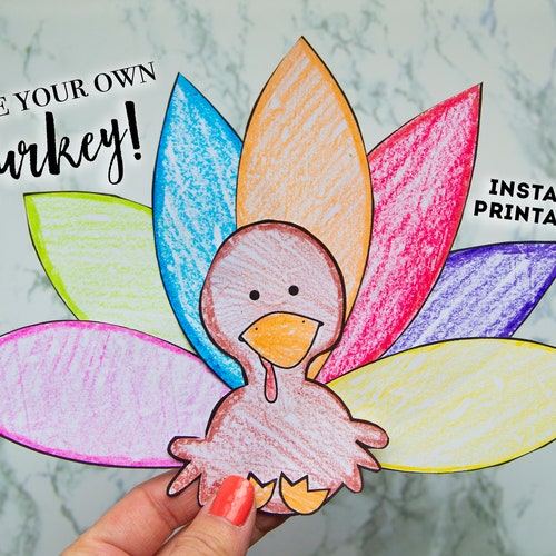 Create Your Own Turkey Printable Activity Toddler Kids | Etsy