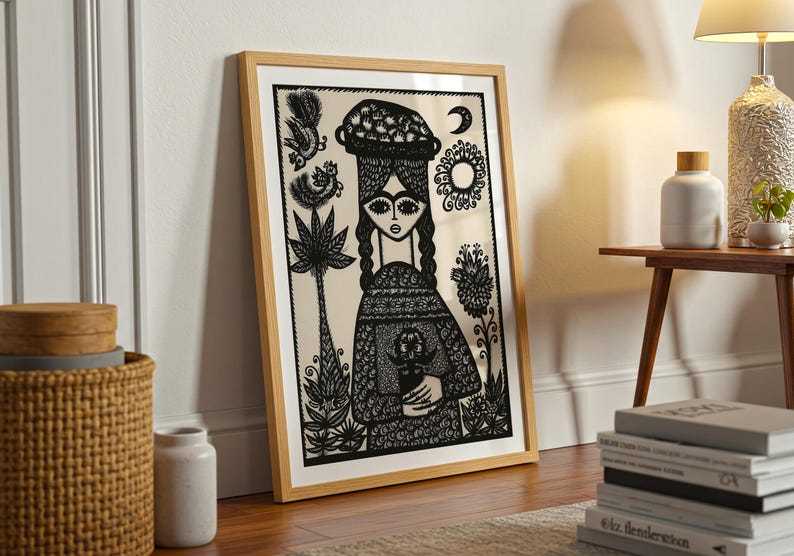 Vintage Palestinian Folk Art Print: 1970s Ink Drawing - Etsy