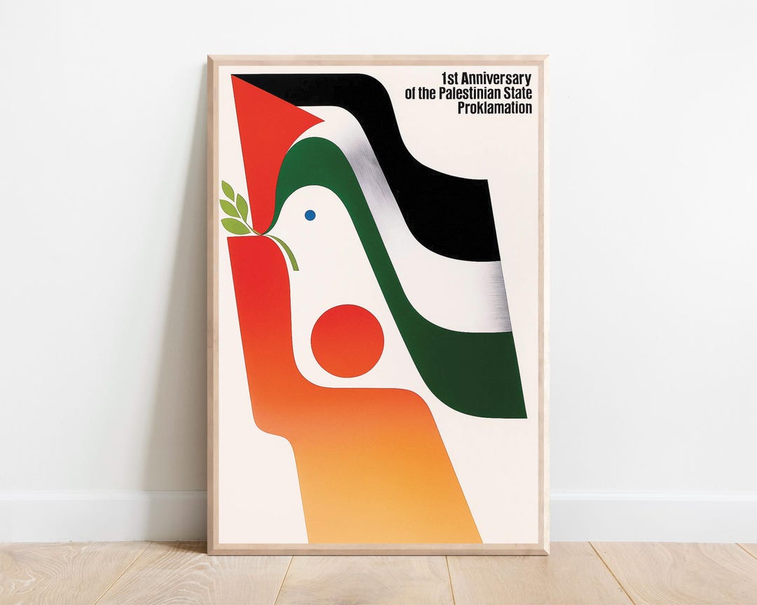 Palestinian Statehood Poster – 1st Anniversary Dove & Flag Design ...